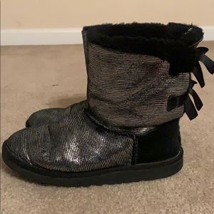 UGG | Shoes | Womens Black Silver And Shiny Uggs | Poshmark